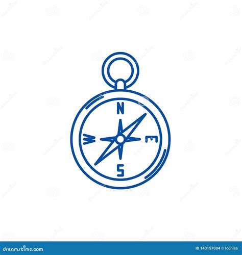 Navigation Compass Line Icon Concept Navigation Compass Flat Vector Symbol Sign Outline