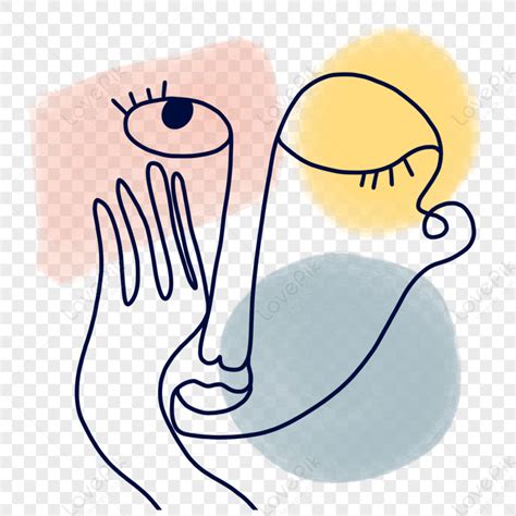 Half Closed Eyes Picasso Style Abstract Line Paintingline Drawshelter
