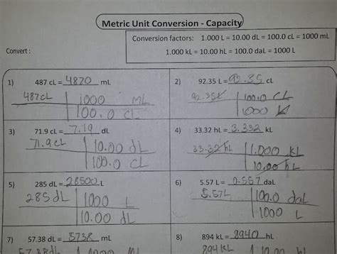 Unit Conversions And Factor Label Method Worksheet Answers