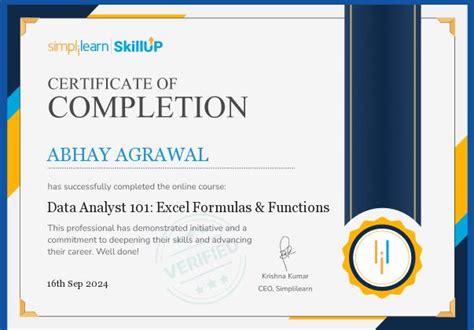 Abhay Agrawal Has Successfully Completed The Data Analyst 101 Excel Abhay Agrawal