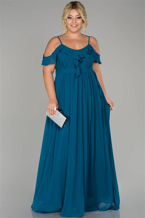 Turquoise Long Plus Size Evening Dress Abu1449