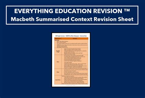 Gcse English Literature Macbeth By William Shakespeare Contextual Revision Notes And Summary
