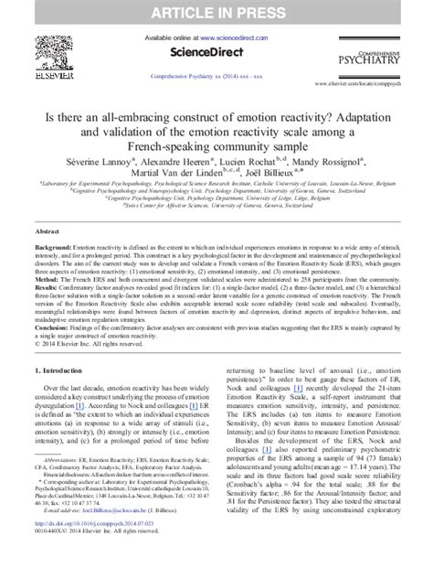 Pdf Is There An All Embracing Construct Of Emotion Reactivity Adaptation And Validation Of