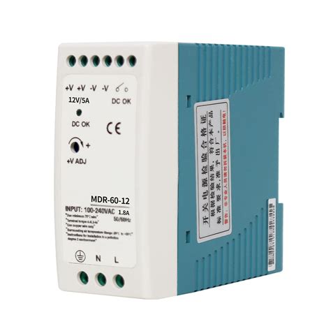 Plastic Case Din Rail Mdr 60w Power Supply Ac Dc Enclosed Typedin Rail Industrial Power