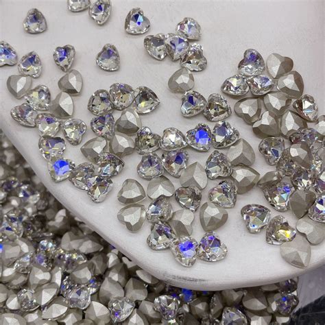 Badu Bg 20 бр Сърцевидни долни кристали за нокти с диамантена светкавица кристал лунна