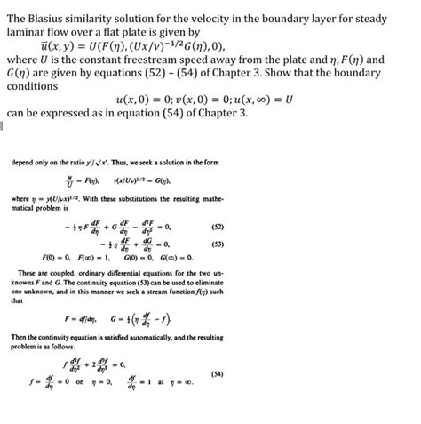 The Blasius Similarity Solution For The Velocity In The Boundary Layer