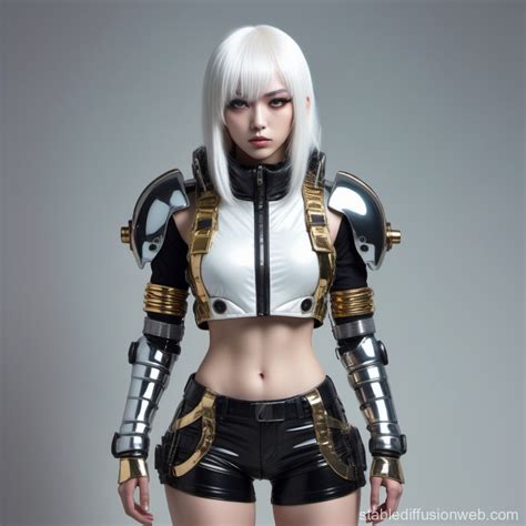 Cyberpunk Cyborg Woman With White Hair Prompts Stable Diffusion Online