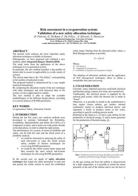 Pdf Risk Assessment In A Co Generation System Validation Of A New