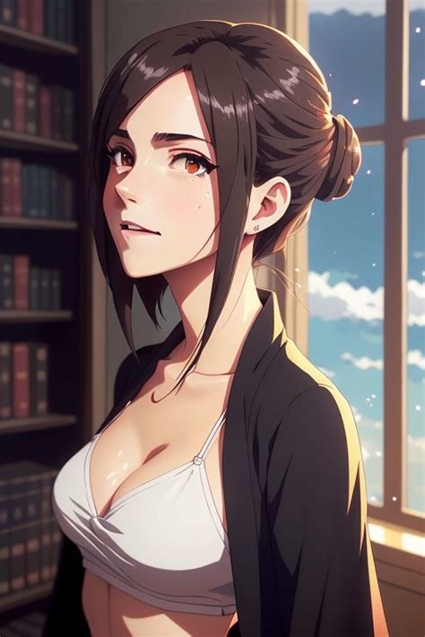 Rule 34 1girls Ai Generated Bra Brown Hair Library Looking At Viewer Medium Breasts Robe Sole