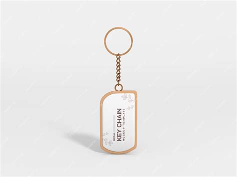 Premium Psd Rectangular Metal Keychain Keyring Mockup
