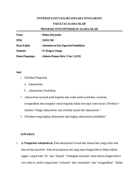uts administrasi dan supervisi pendidikan pdf