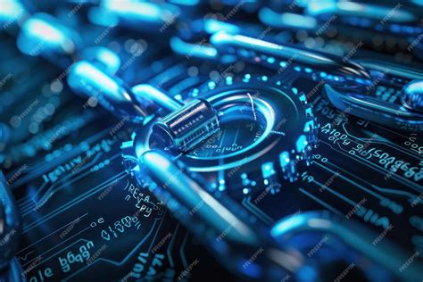 Close Up Of Padlock Securing Circuit Board With Chain Tech Security Concept Image Premium Ai