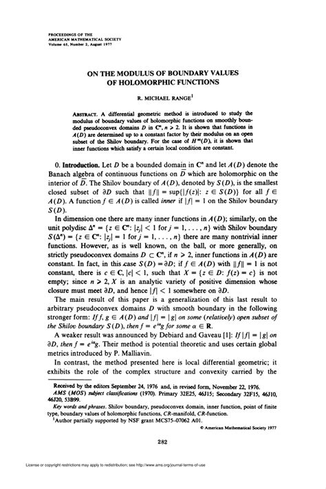 Pdf On The Modulus Of Boundary Values Of Holomorphic Functions