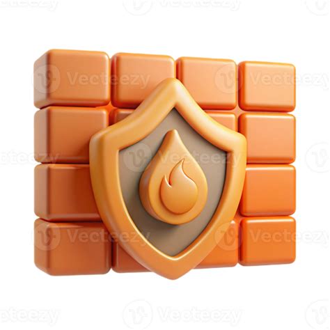 Serene Artistic Firewall Symbol With Digital Code Orange Isolated