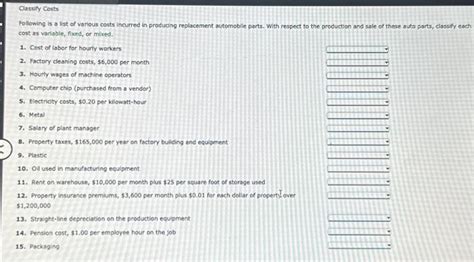 Solved Classify Costs Following Is A List Of Var Solutioninn