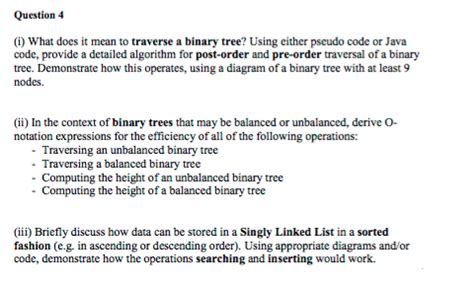 Solved Question I What Does It Mean To Traverse A Binary Chegg Com