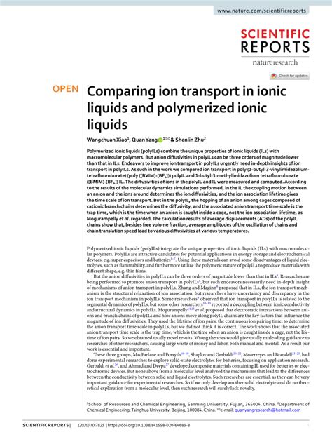 Pdf Comparing Ion Transport In Ionic Liquids And Polymerized Ionic Liquids