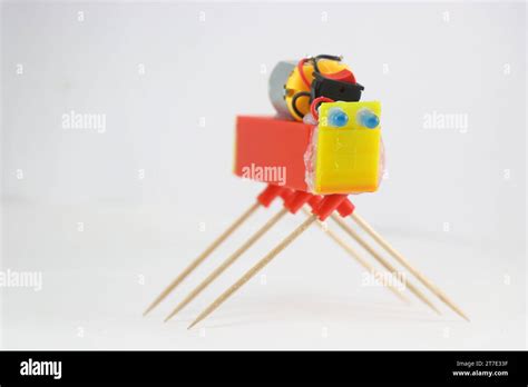 3D Printed Working Robot Model On A White Background DC Motor Small