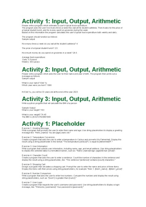 Python Programming Essentials Activities Activity 1 Input Output