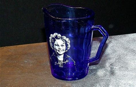 1930s Hazel Atlas Shirley Temple Cobalt Blue Glass Pitcher Aa20 2085 Vintage Collectibles