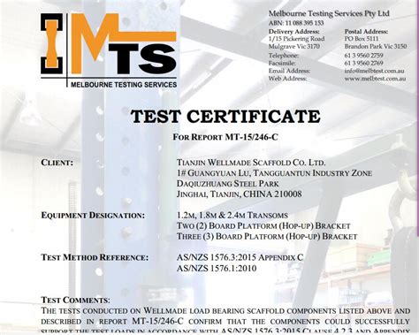 Scaffold Training Certificate