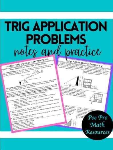 Trig Application Problems By Poe Pro Math Resources Tpt