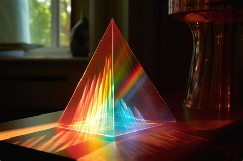 Premium AI Image Closeup Of A Prism Refracting Light Into A Rainbow Created With Generative Ai