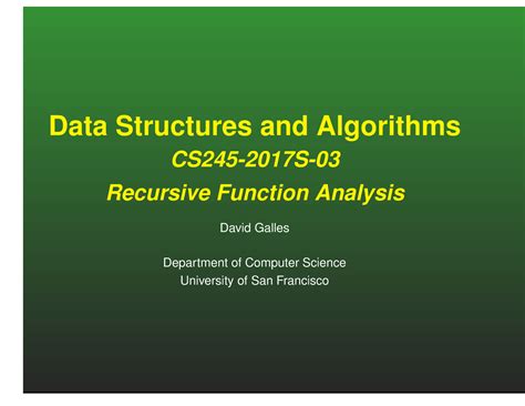 recursive function analysis data structures and algorithms cs245
