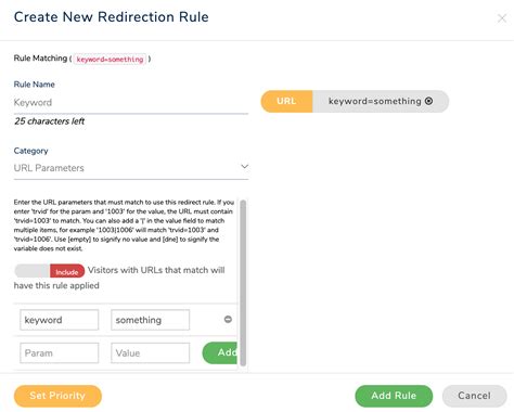 Redirection Rules Thrivetracker