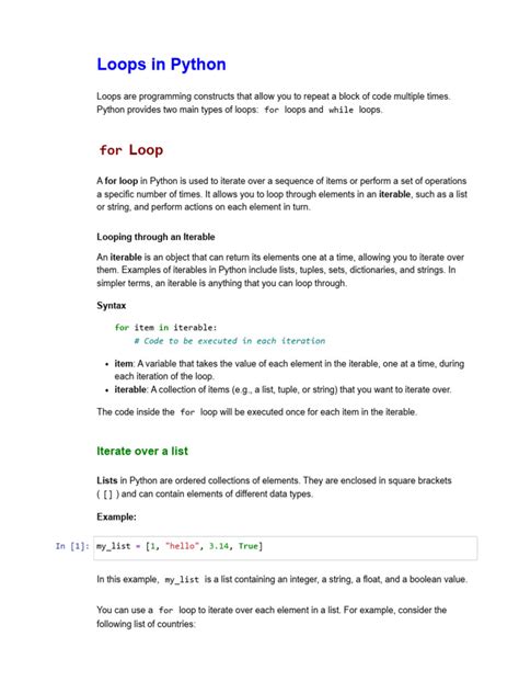 Loops In Python Jupyter Notebook52643069955dc0969f5fd149850a7462 Pdf Control Flow Data Type