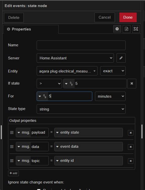Current State Node No For Option When Using Node Red Home
