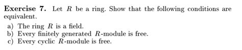 solved exercise 7 let r be a ring show that the following