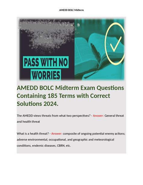 Amedd Bolc Midterm Exam Questions And Answers Exams Nursing Docsity