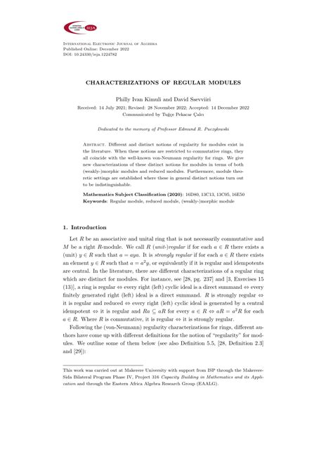 Pdf Characterizations Of Regular Modules