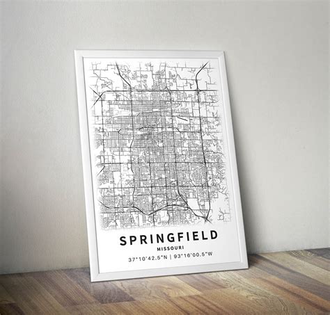 Printable Map Of Springfield Missouri United States With Etsy