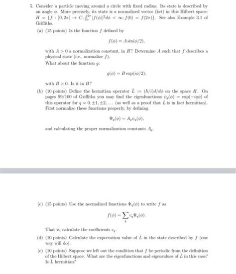 Solved Consider A Particle Moving Around A Circle With Fixed Chegg
