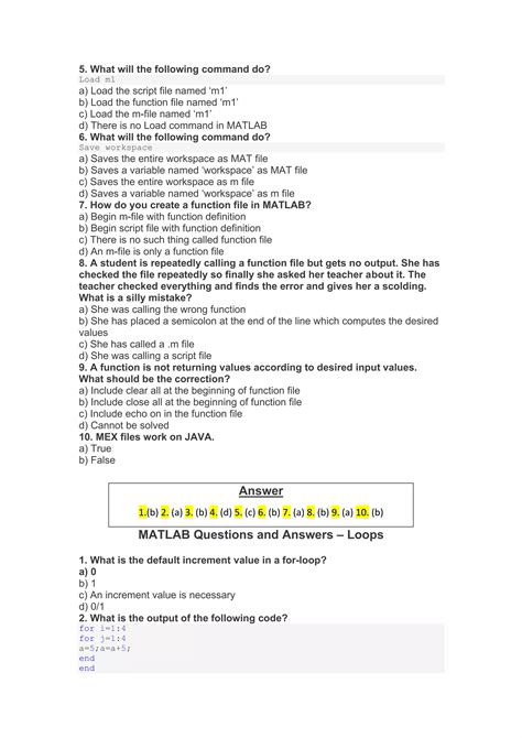 matlab questions and answers pdf