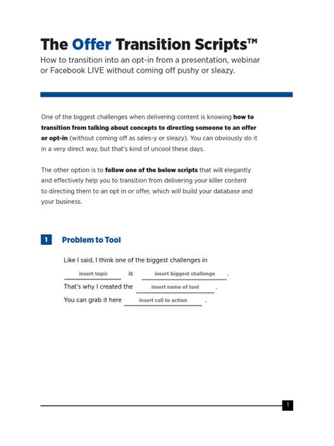 The Offer Transition Script Pdf Human Communication