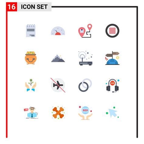 Editable Vector Line Pack Of 16 Simple Flat Colors Of Streamline Layout Dashboard Grid Map