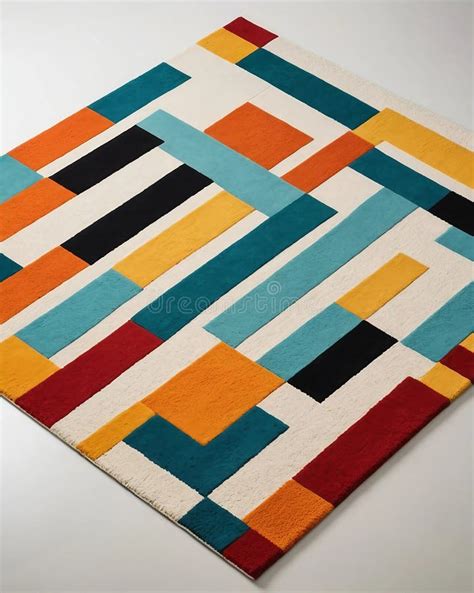Colorful Geometric Rug With Bold Rectangular Patterns Stock Image Image Of Abstract Symmetry