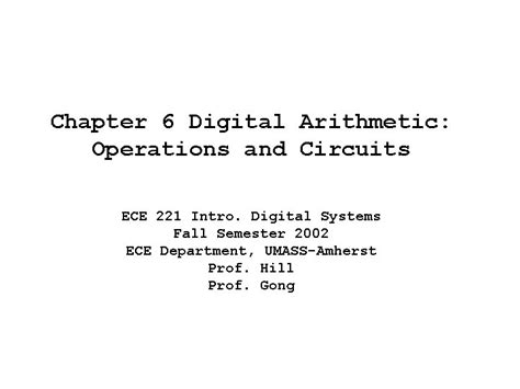 Chapter Digital Arithmetic Operations And Circuits ECE