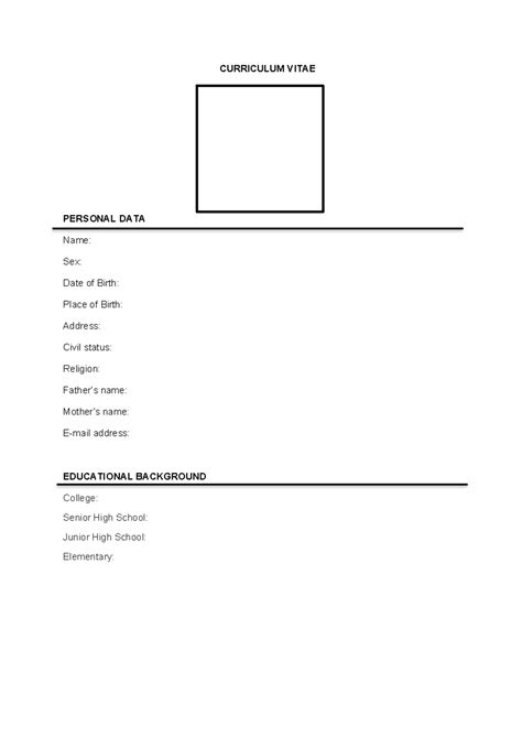 Curriculum Vitae Technical Writing Curriculum Vitae Personal Data