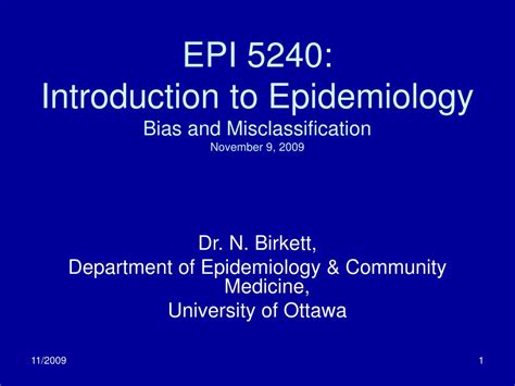 Ppt Epi 5240 Introduction To Epidemiology Bias And Misclassification November 9 2009