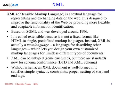 Web Databases And Xml Cse 6331 © Leonidas Fegaras Xml Ppt Download