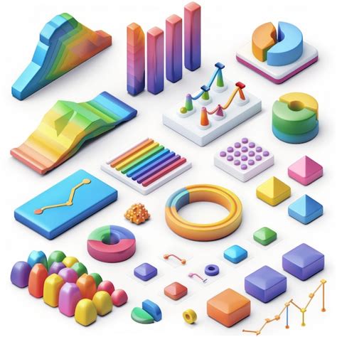 Colorful Isometric Data Visualization Icons And Elements Set Premium Ai Generated Image