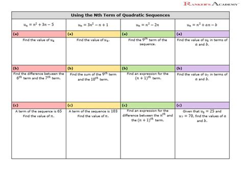 Quadratic Sequence Nth Term Problems Pdf