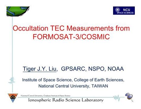 Occultation Tec Measurements From Formosat 3cosmic Igs