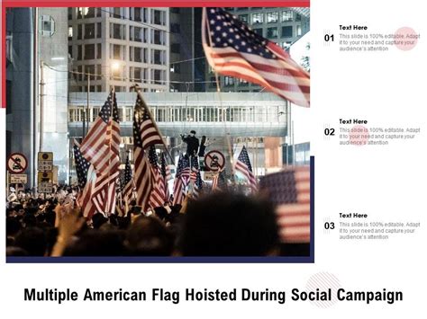 Multiple American Flag Hoisted During Social Campaign PowerPoint