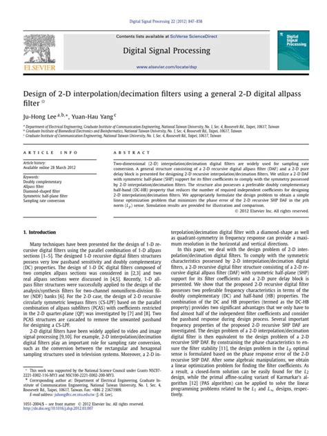 digital signal processing ju hong lee yuan hau yang pdf filter