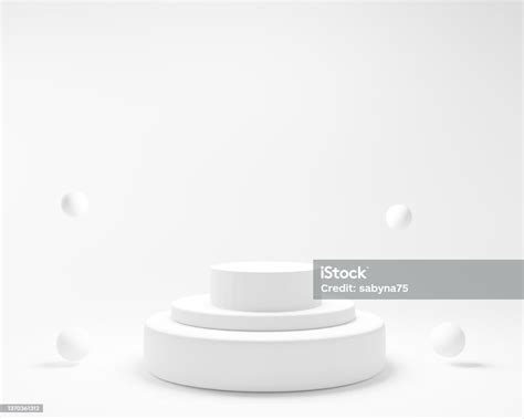 화장품 프리젠 테이션을위한 기하학적 3 단계 화이트 실린더 연단 플랫폼 디자인 빈 공간을 모의 3차원 형태에 대한 스톡 벡터